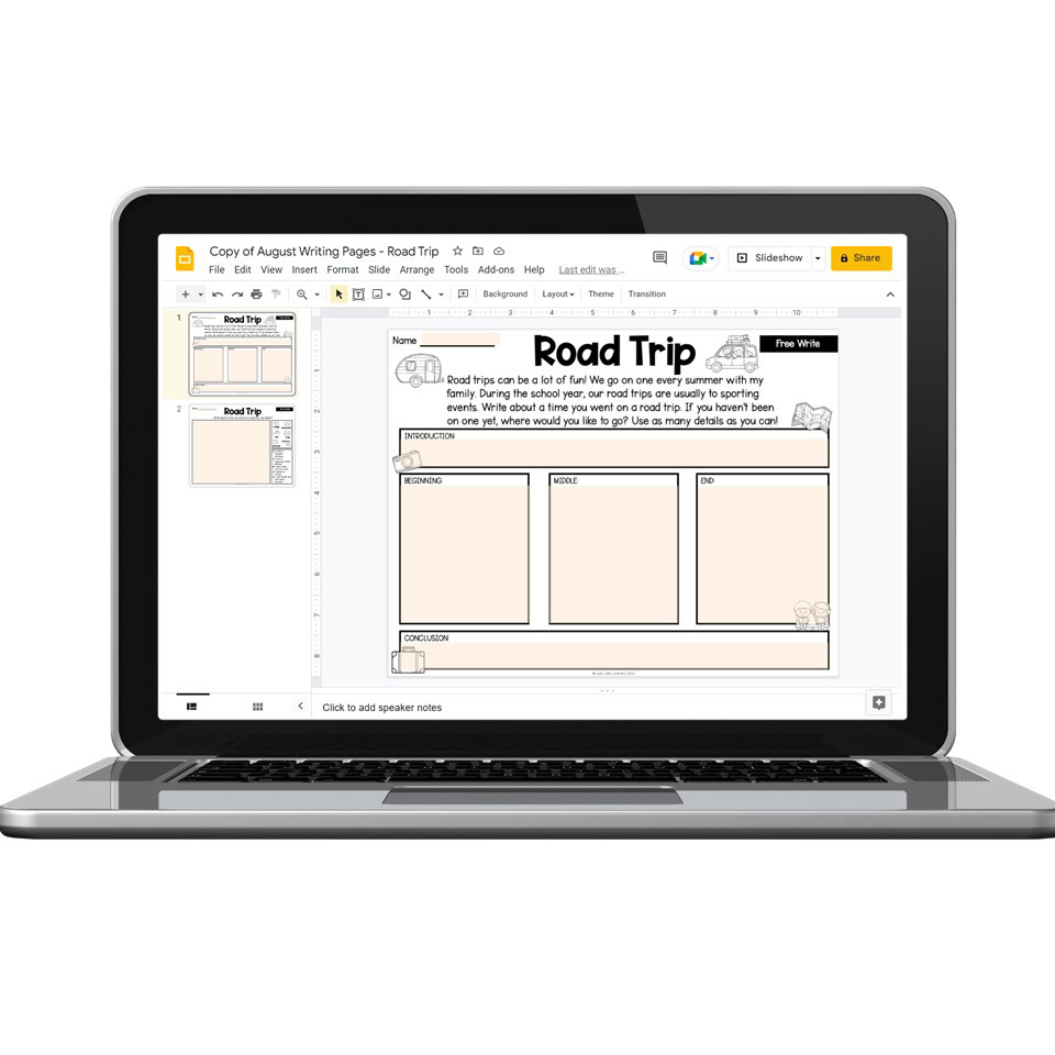 Digital - August Writing Pages - Free Write - Road Trip - Lucky Little ...