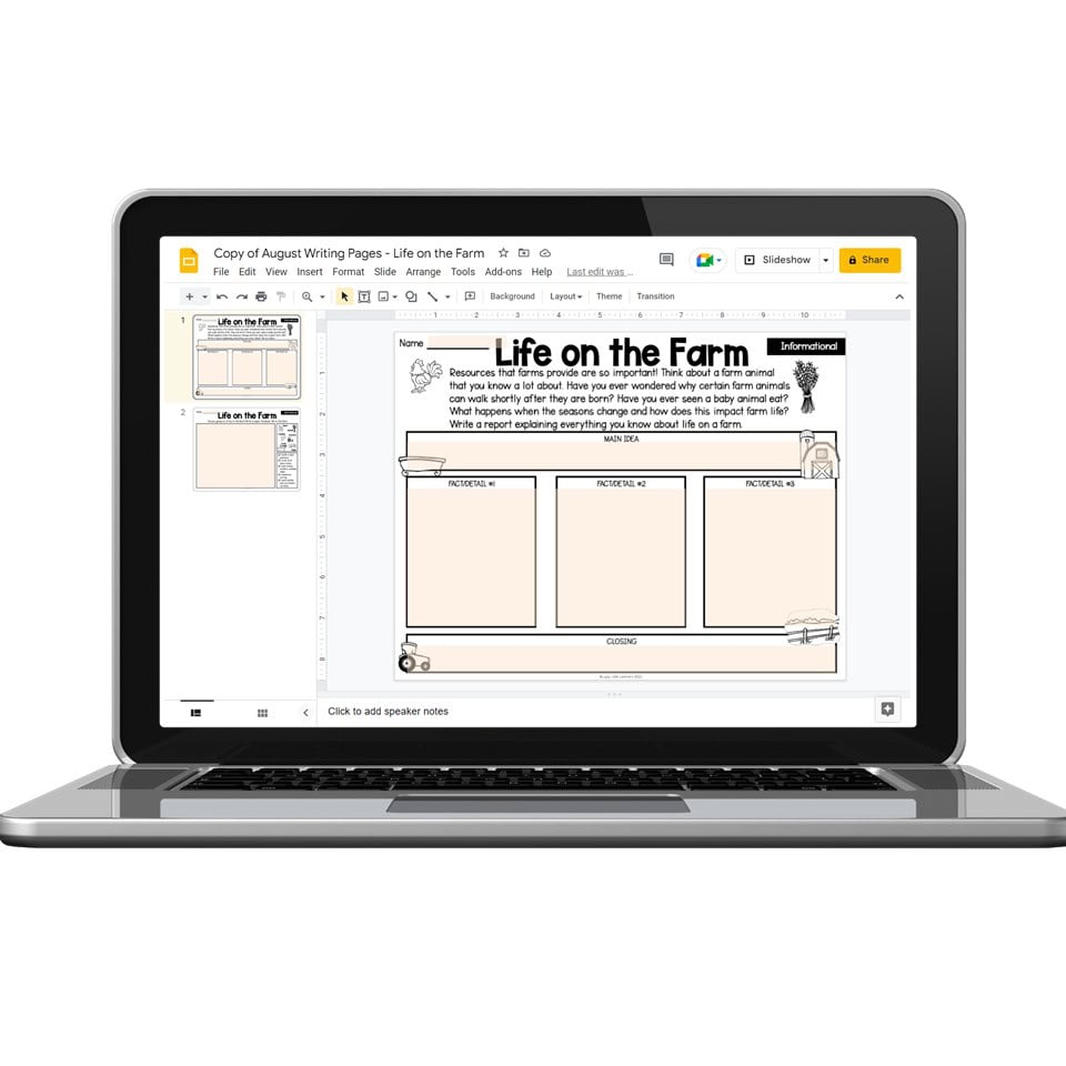 Digital - August Writing Pages - Informational - Life on the Farm ...