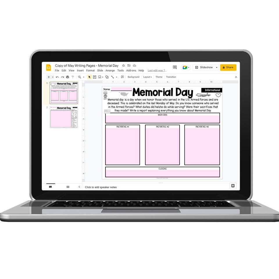 Digital - May Writing Pages - Informational - Memorial Day - Lucky ...