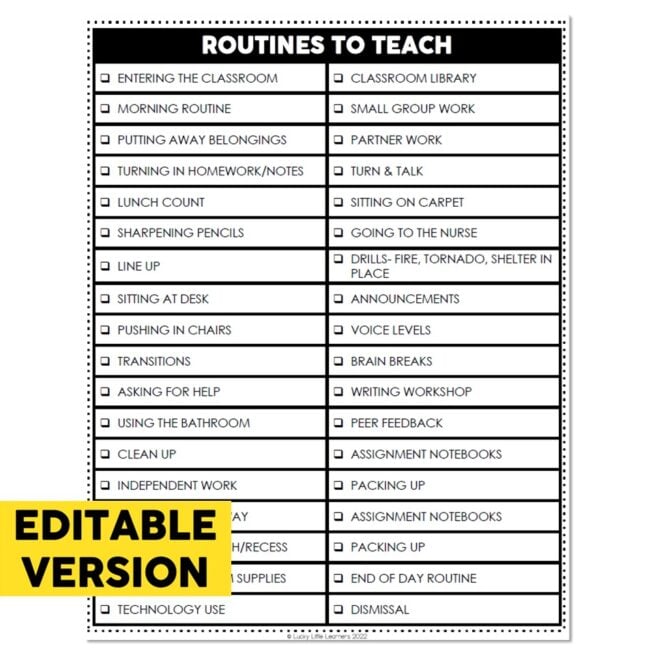 Editable - Classroom Setup - Back to School Resources - Routines to ...