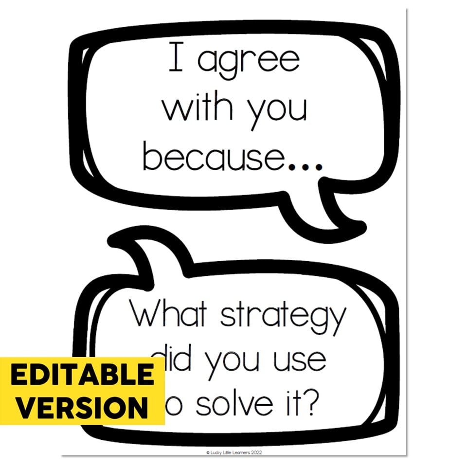 Editable - Classroom Setup - Math Bulletin - Math Talk - Lucky Little ...