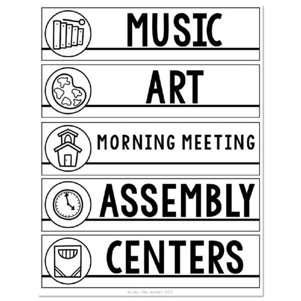 Classroom Setup - Schedule Cards - Small - Lucky Little Learners