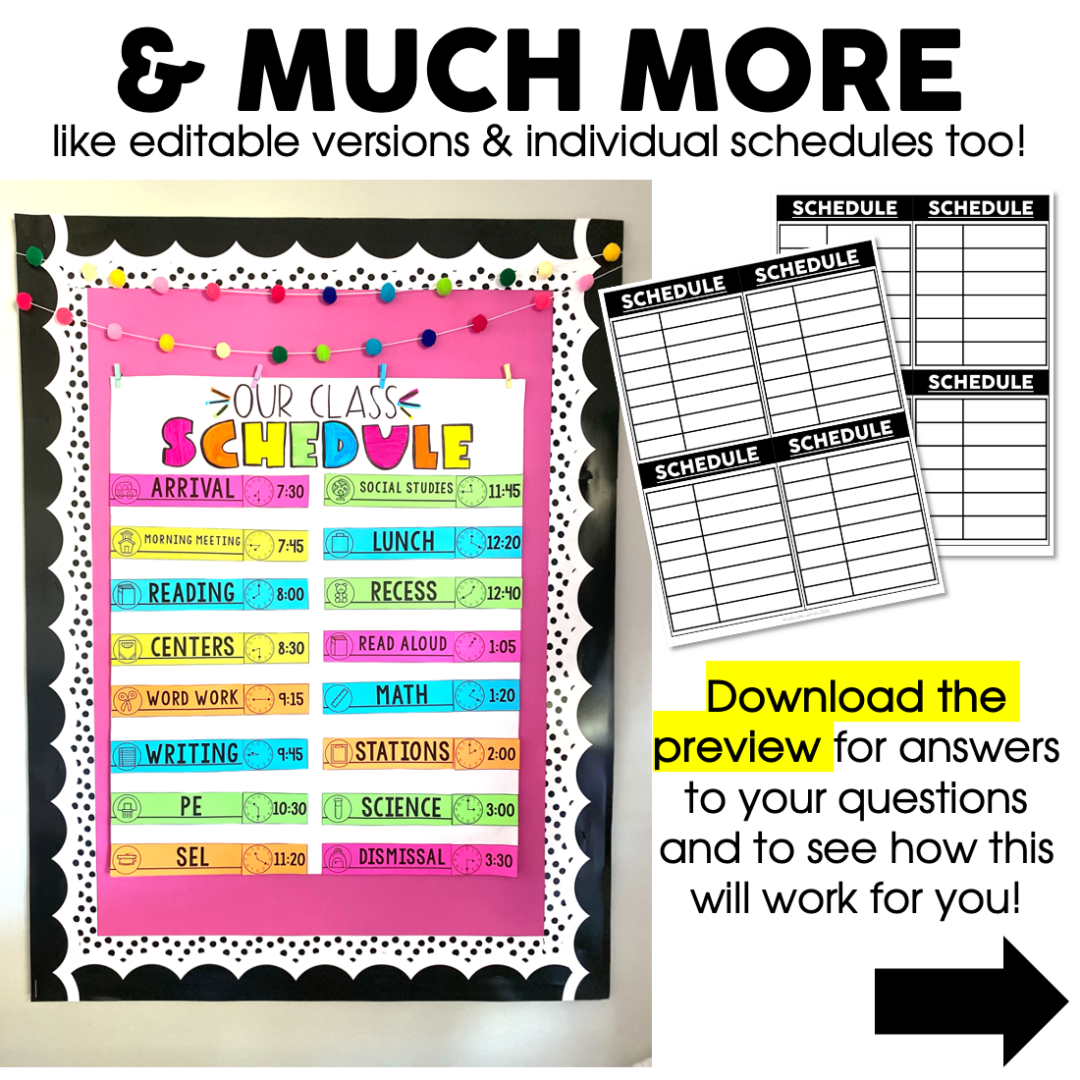 Classroom Daily Visual Schedule | Editable Schedule Cards | Daily ...