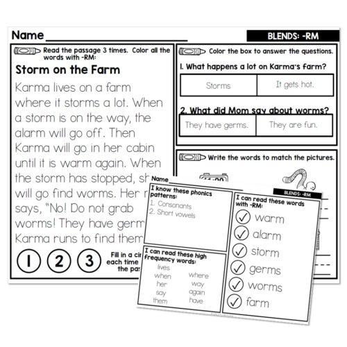 1st Grade Decodable Phonics Passage - Ending Blends - RM - Lucky Little ...