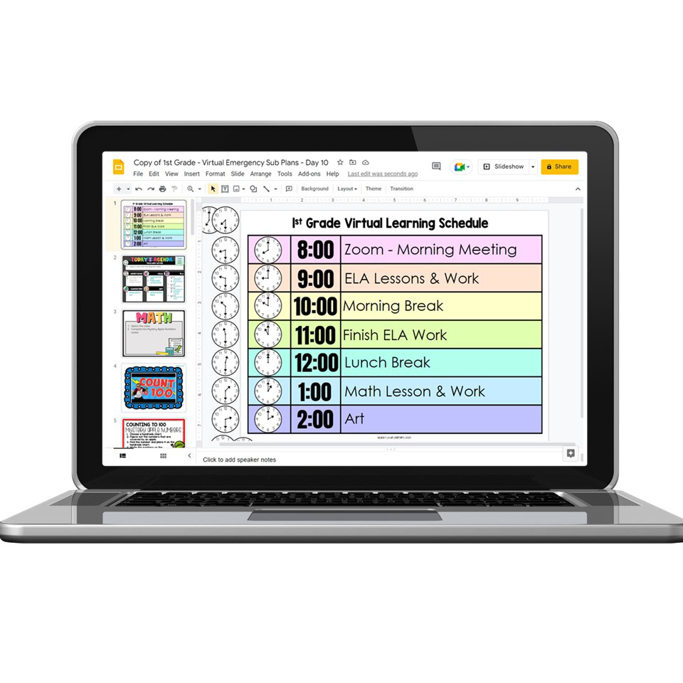 1st Grade Emergency Sub Plans - Day 10 - Lucky Little Learners