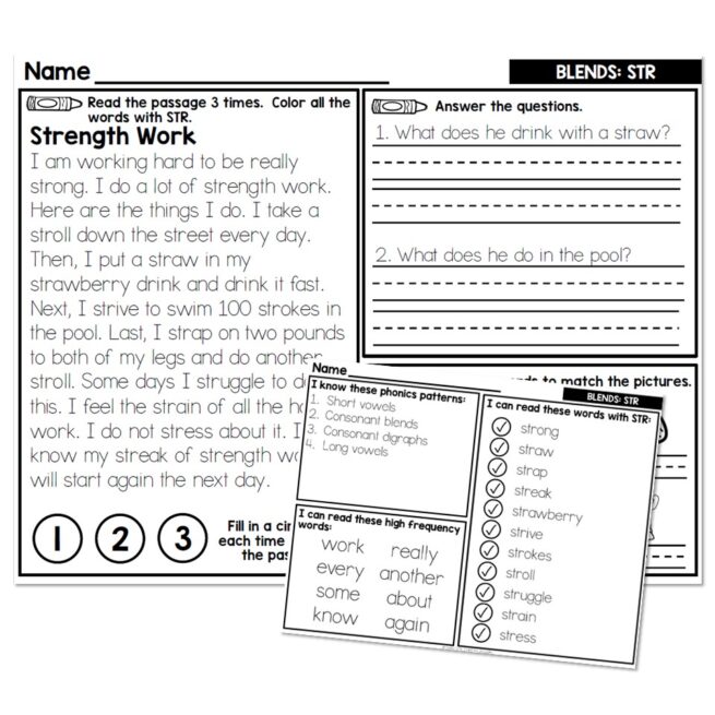 2nd Grade Decodable Phonics Passage - Beginning Blends - STR - Lucky ...