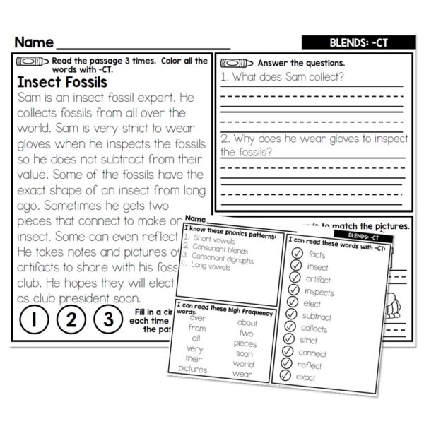 2nd Grade Decodable Phonics Passage - Ending Blends - CT - Lucky Little ...