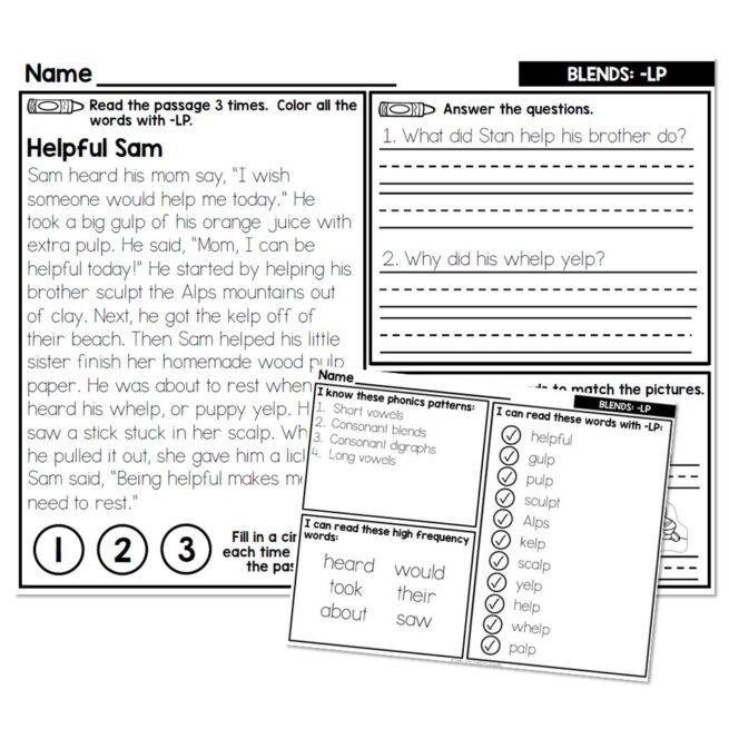 2nd Grade Decodable Phonics Passage - Ending Blends - LP - Lucky Little ...