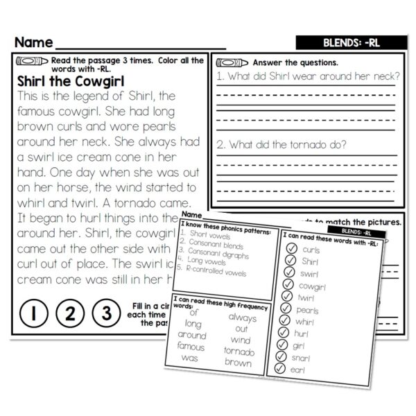 2nd Grade Decodable Phonics Passage - Ending Blends - RL - Lucky Little ...