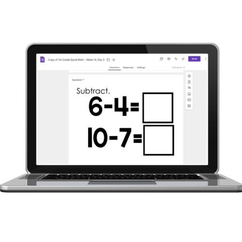 Digital 1st Grade Spiral Math - Week 14 - Day 3 - Lucky Little Learners