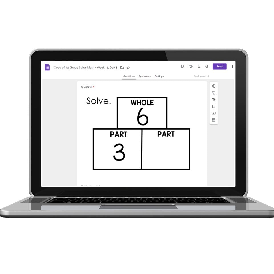 Digital 1st Grade Spiral Math - Week 15 - Day 3 - Lucky Little Learners
