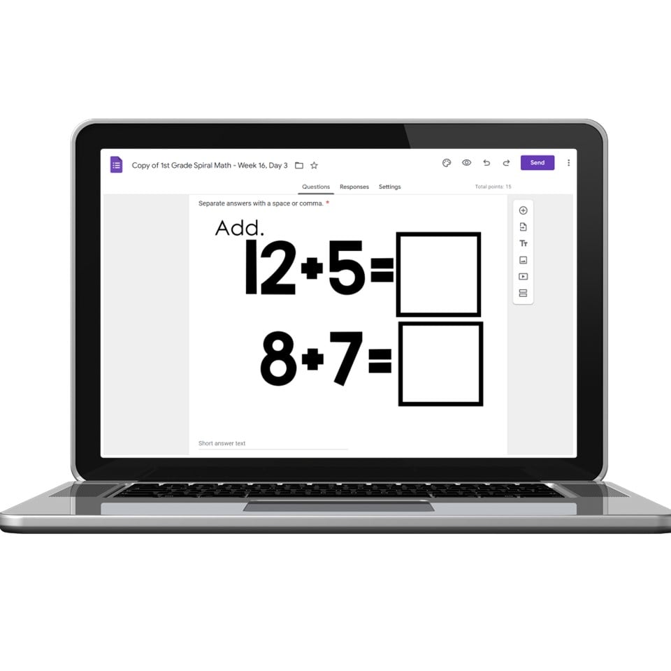 Digital 1st Grade Spiral Math - Week 16 - Day 3 - Lucky Little Learners