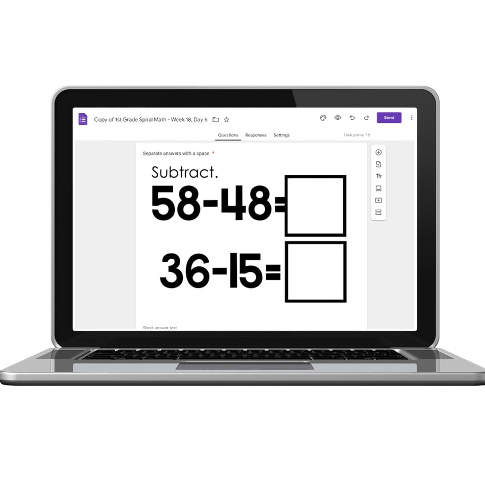 Digital 1st Grade Spiral Math - Week 18 - Day 5 - Lucky Little Learners
