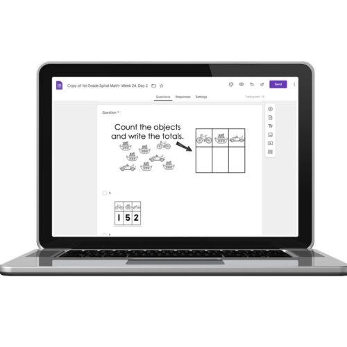 Digital 1st Grade Spiral Math - Week 24 - Day 2 - Lucky Little Learners