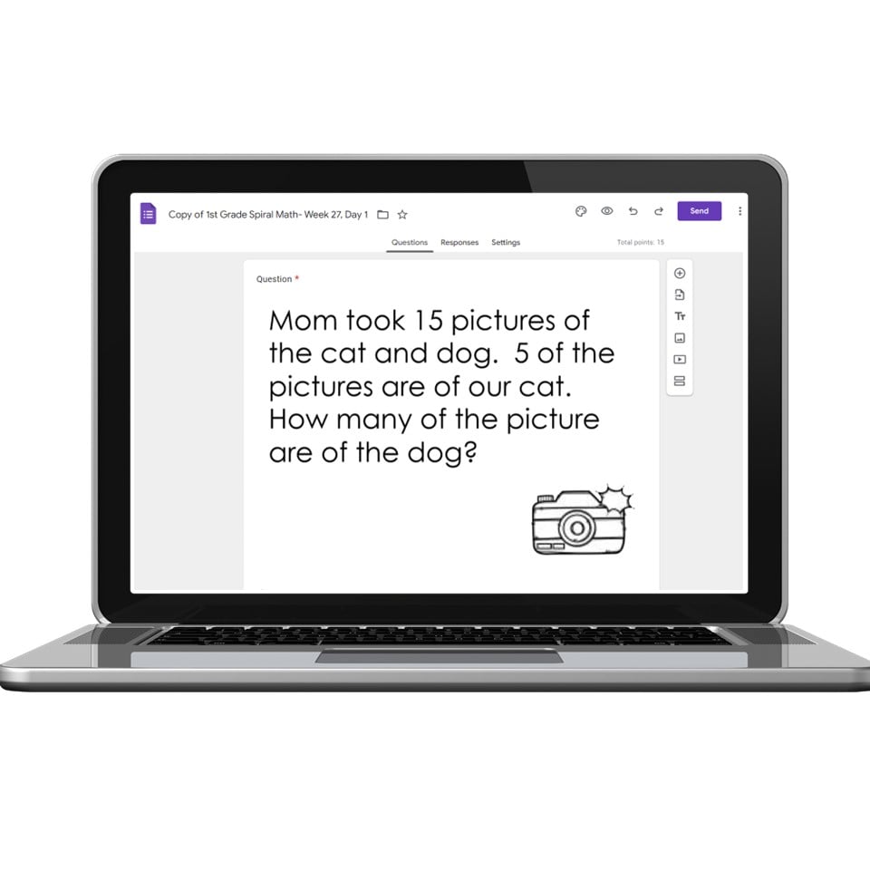 Digital 1st Grade Spiral Math - Week 27 - Day 1 - Lucky Little Learners