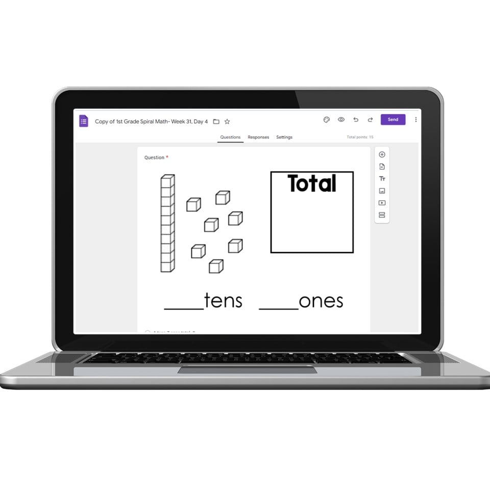 Digital 1st Grade Spiral Math - Week 31 - Day 4 - Lucky Little Learners