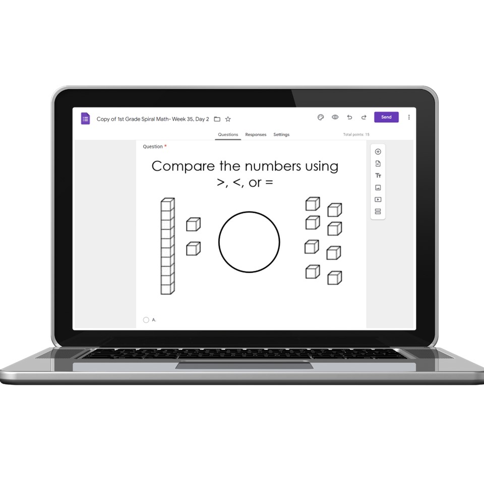 Digital 1st Grade Spiral Math - Week 35 - Day 2 - Lucky Little Learners