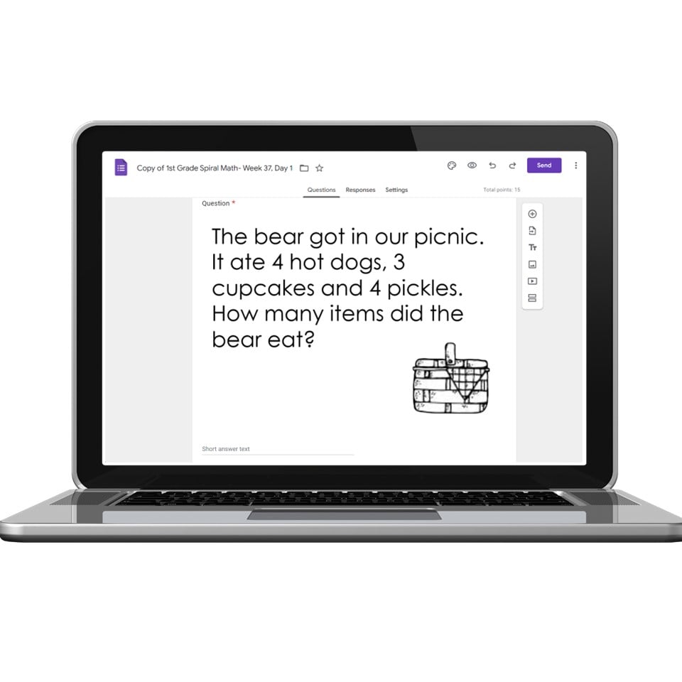 Digital 1st Grade Spiral Math - Week 37 - Day 1 - Lucky Little Learners