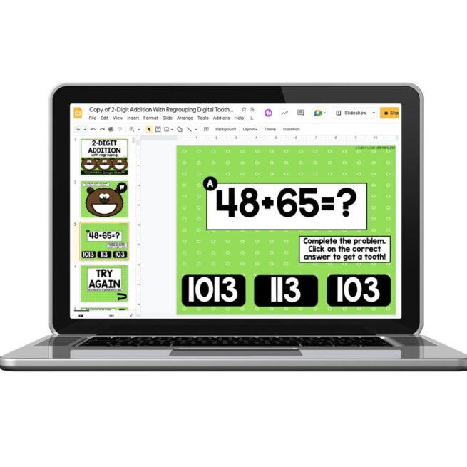 Digital - 1st & 2nd Grade - Math Toothy® Task Cards - 2-Digit Addition ...