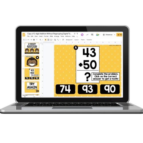 Digital - 1st and 2nd Grade Math Toothy® Task Cards - 2-Digit Addition ...