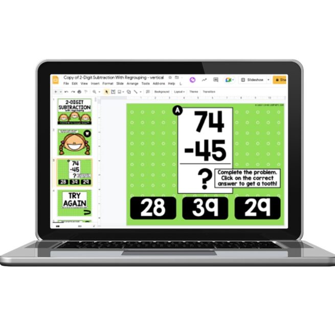 Digital - 1st and 2nd Grade Math Toothy® Task Cards - 2-Digit ...