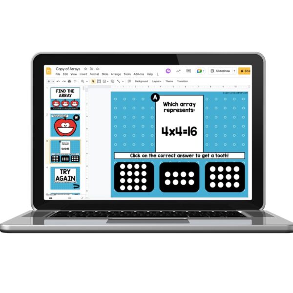 Digital - 1st and 2nd Grade Math Toothy® Task Cards - Arrays - Lucky ...
