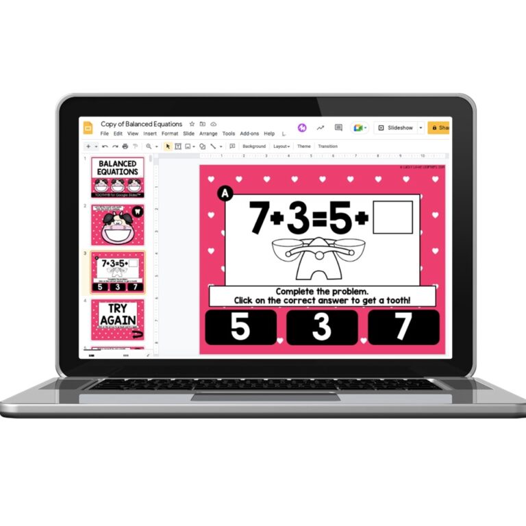 Digital - 1st and 2nd Grade Math Toothy® Task Cards - Balanced ...