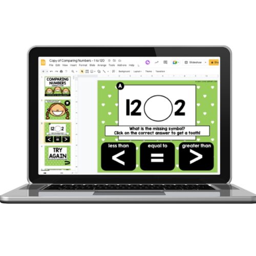 Digital - 1st and 2nd Grade Math Toothy® Task Cards - Comparing Numbers ...