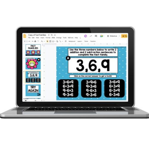 Digital - 1st and 2nd Grade Math Toothy® Task Cards - Fact Families ...