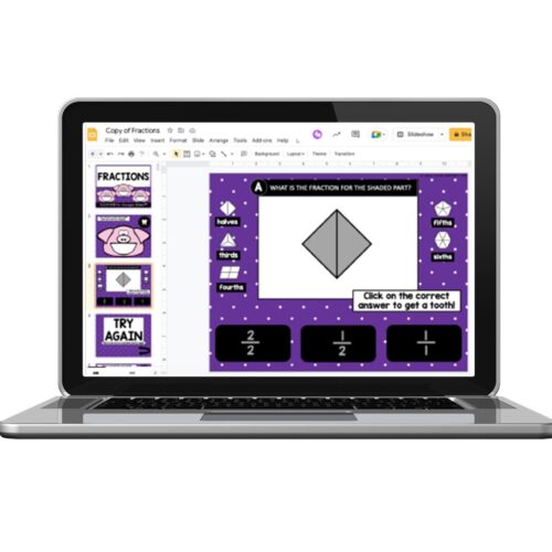 Digital - 1st and 2nd Grade Math Toothy® Task Cards - Fractions - Lucky ...