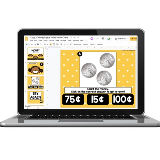 Digital - 1st and 2nd Grade Math Toothy® Task Cards - Money Like Coins ...