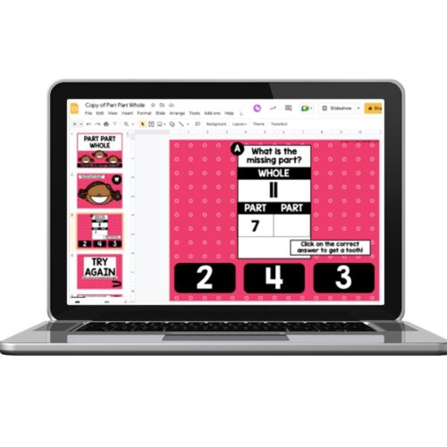 Digital - 1st and 2nd Grade Math Toothy® Task Cards - Part Part Whole ...