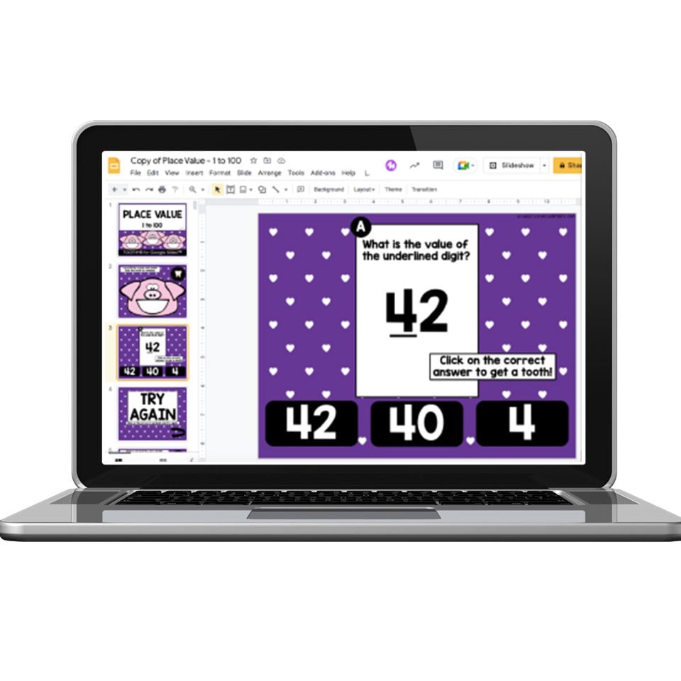 Digital - 1st and 2nd Grade Math Toothy® Task Cards - Place Value 2 ...