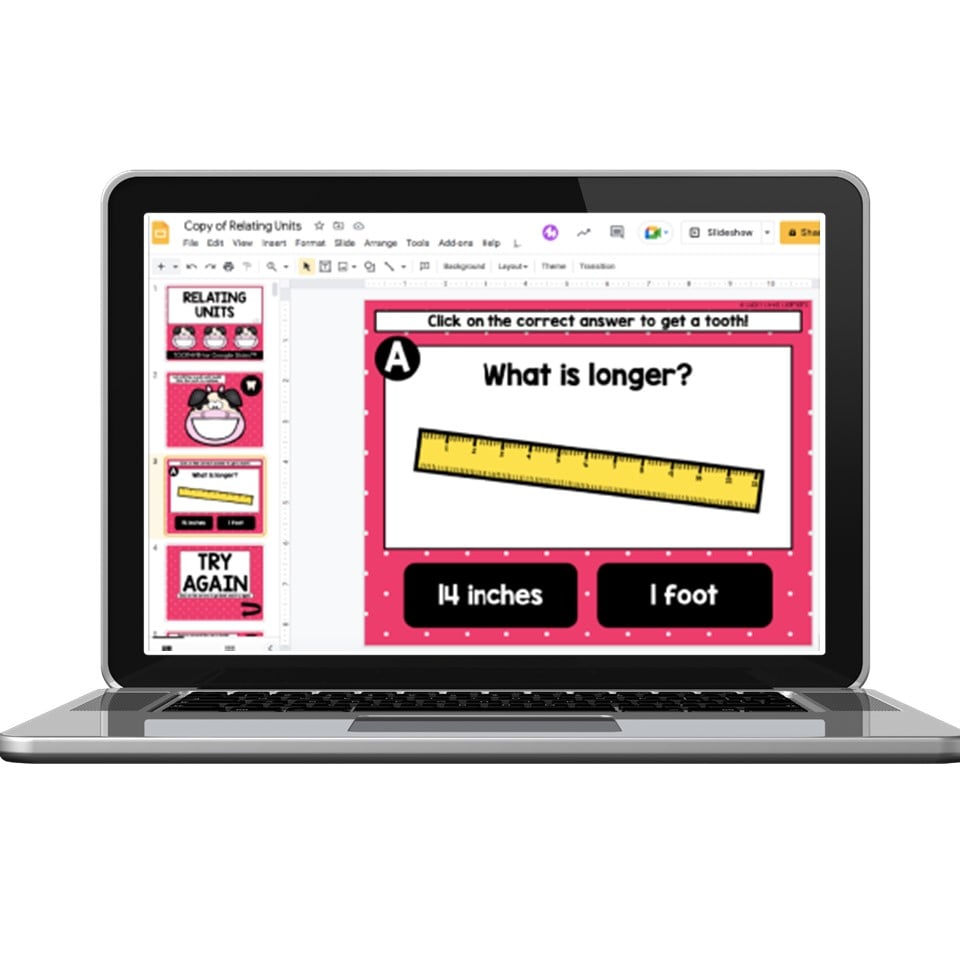 Digital - 1st & 2nd Grade - Math Toothy® Task Cards - Relating Units ...