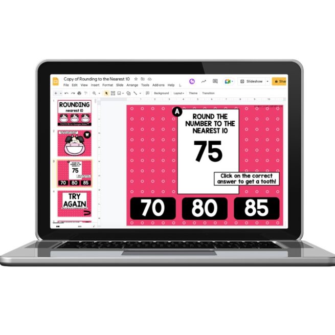Digital - 1st & 2nd Grade - Math Toothy® Task Cards - Rounding Nearest ...