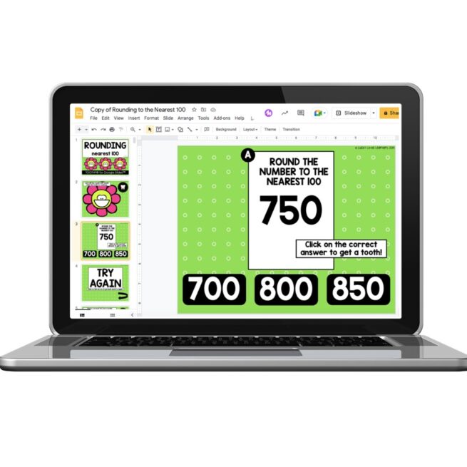 Digital - 1st & 2nd Grade - Math Toothy® Task Cards - Rounding Nearest ...