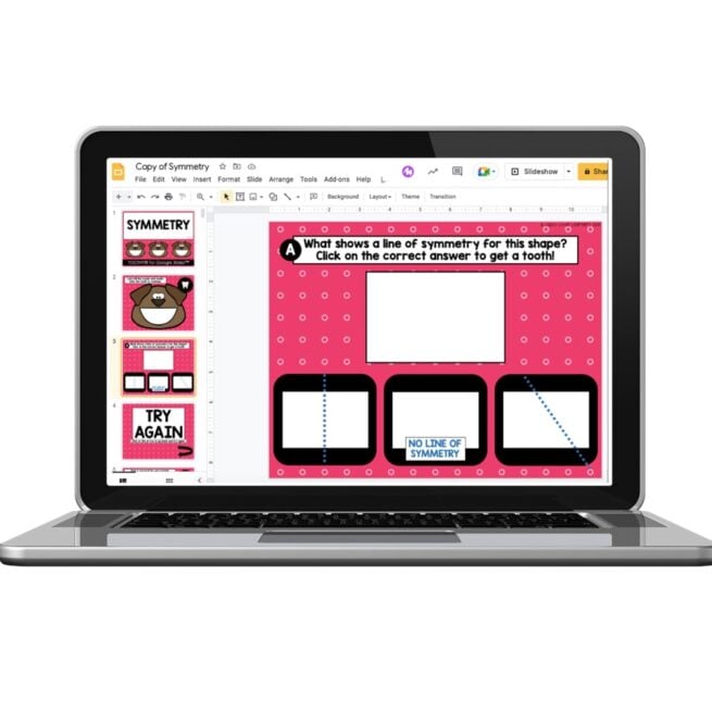 Digital - 1st & 2nd Grade - Math Toothy® Task Cards - Symmetry - Lucky ...