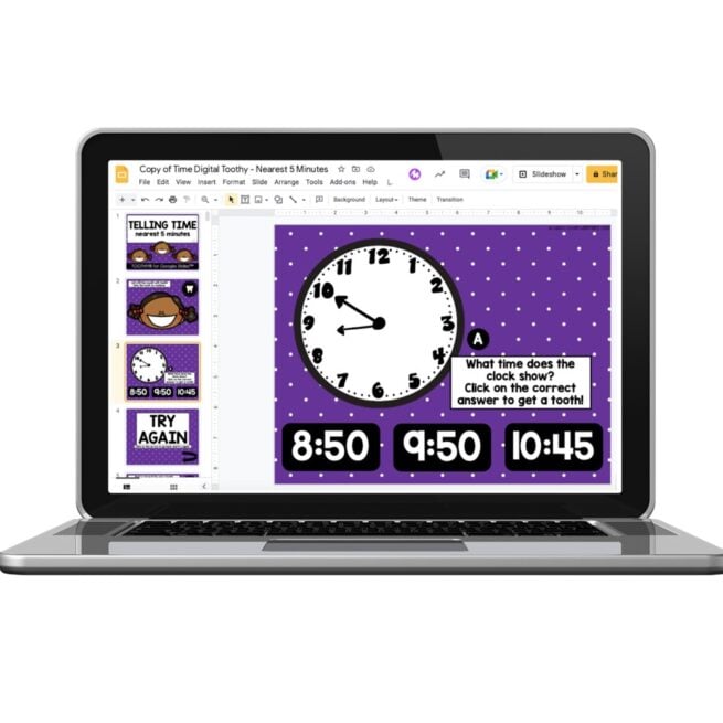 Digital - 1st & 2nd Grade - Math Toothy® Task Cards - Time to the ...