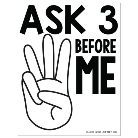 Math Centers - Rules Poster - Ask 3 Before Me - Lucky Little Learners