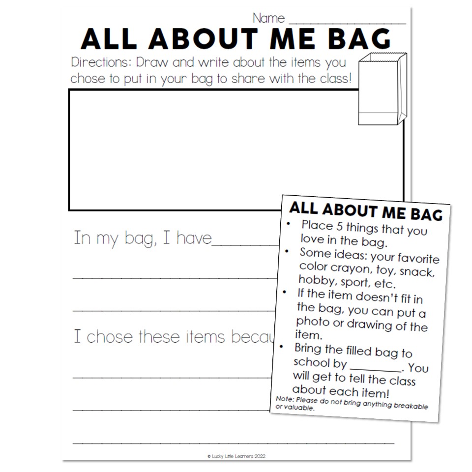Back To School All About Me Bag Lucky Little Learners Back To School All About Me Bag Lucky Little Learners