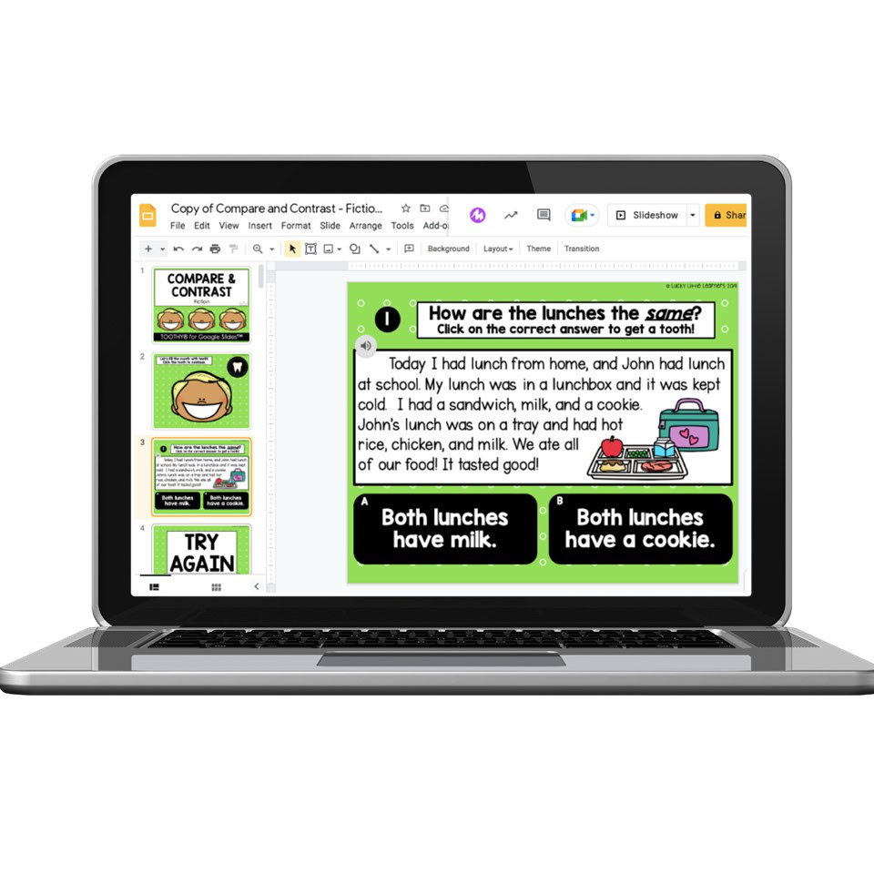 Digital Toothy - Reading Comprehension - 1st Grade - Compare and ...