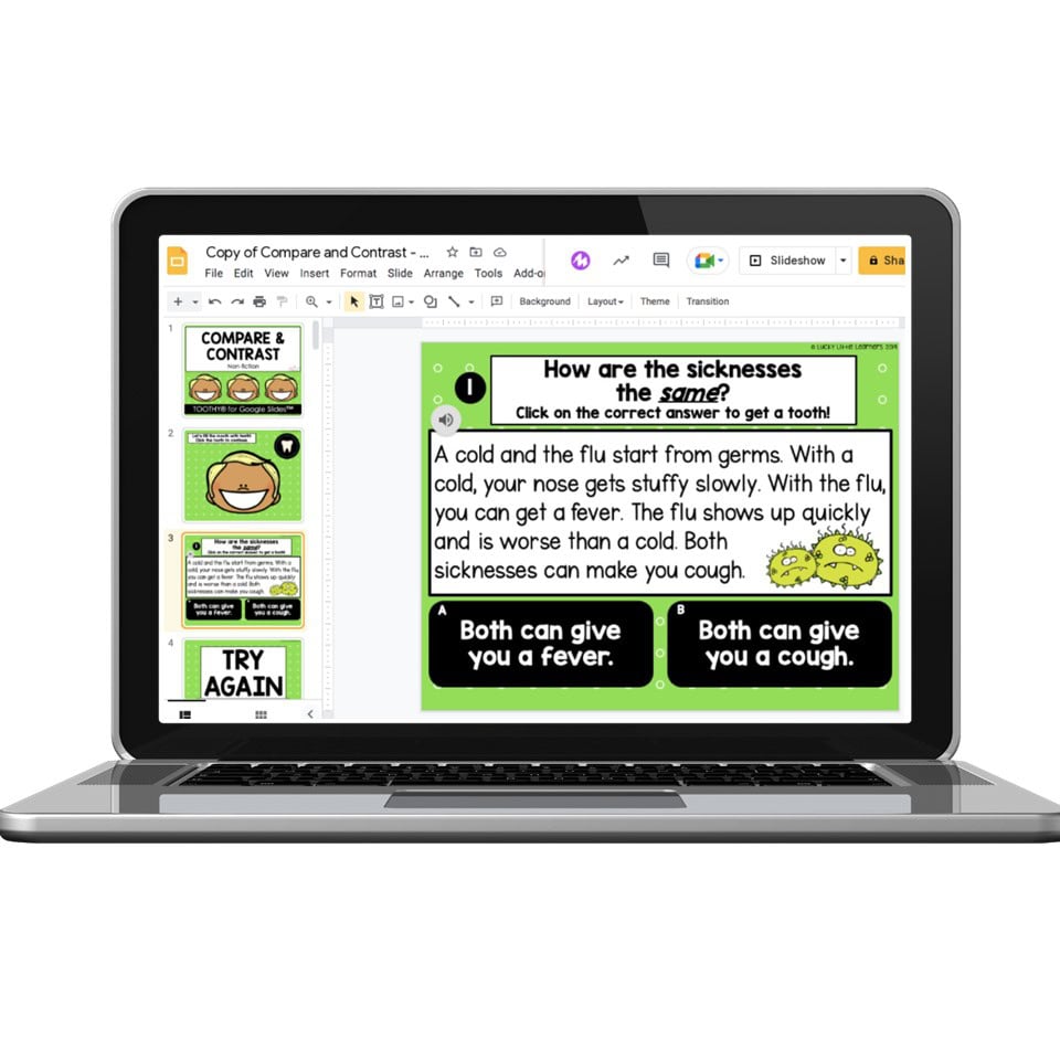 Digital Toothy - Reading Comprehension - 1st Grade - Compare and ...