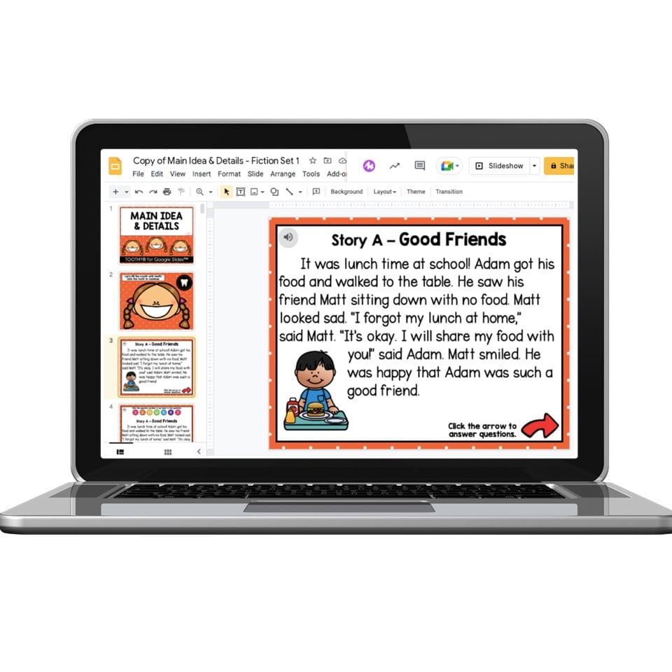 Digital Toothy - Reading Comprehension - 1st Grade - Main Idea and ...