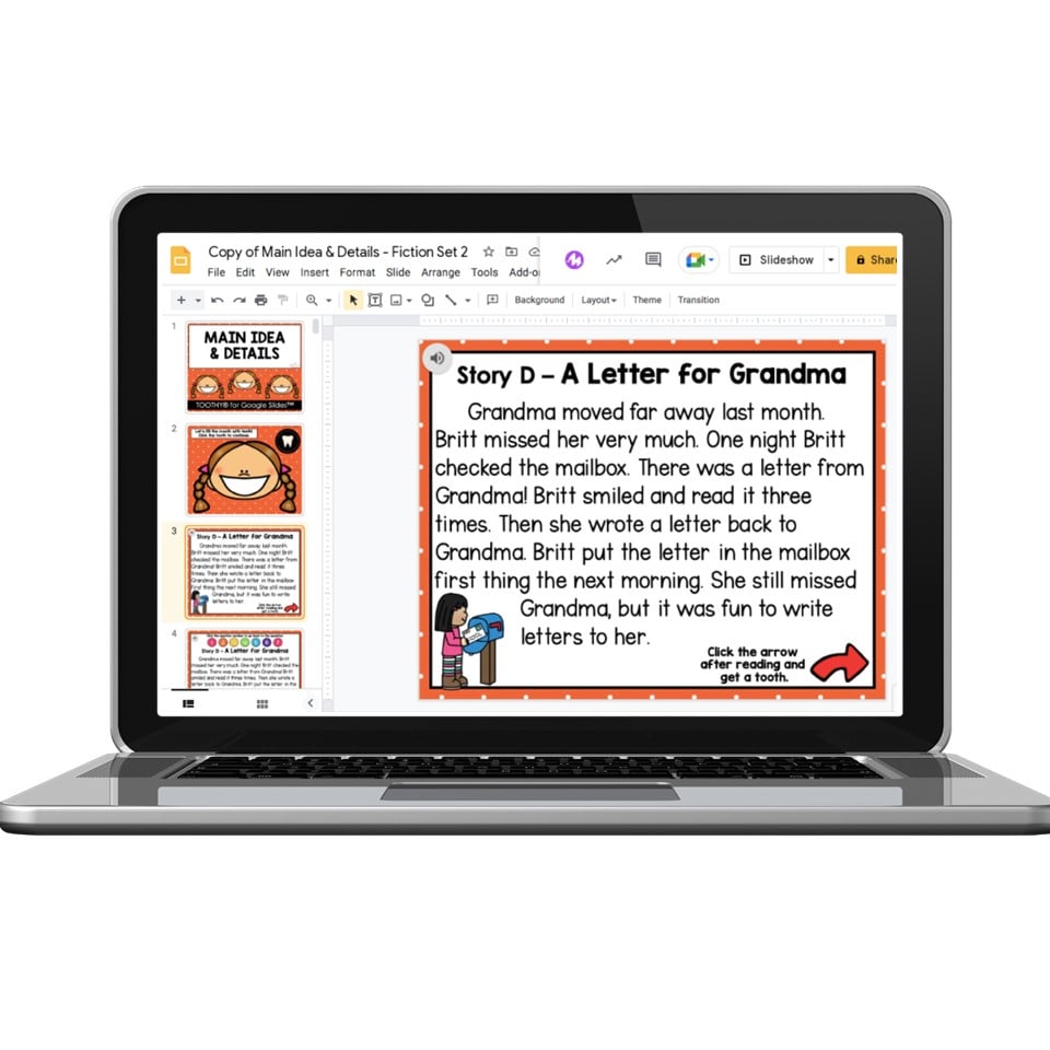 Digital Toothy - Reading Comprehension - 1st Grade - Main Idea and ...
