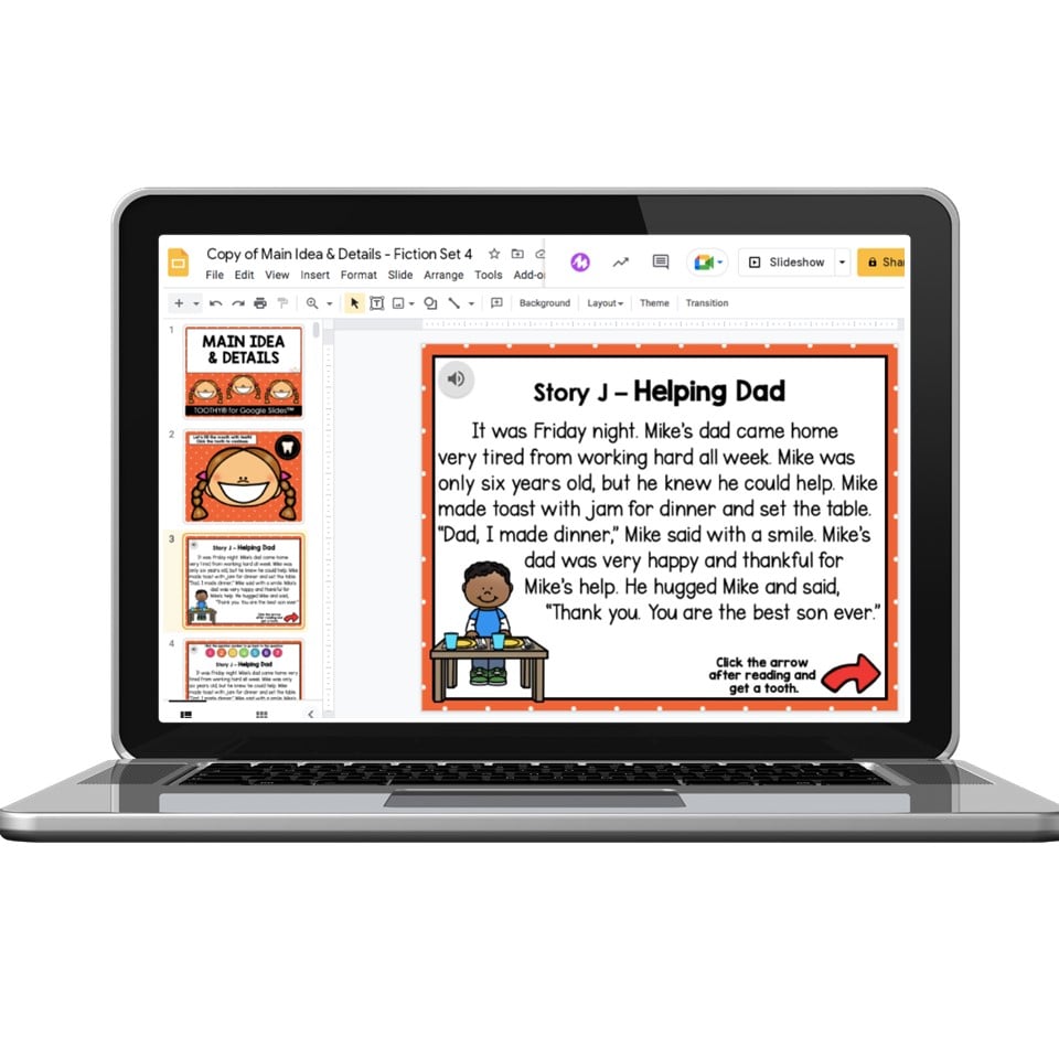 Digital Toothy - Reading Comprehension - 1st Grade - Main Idea and ...