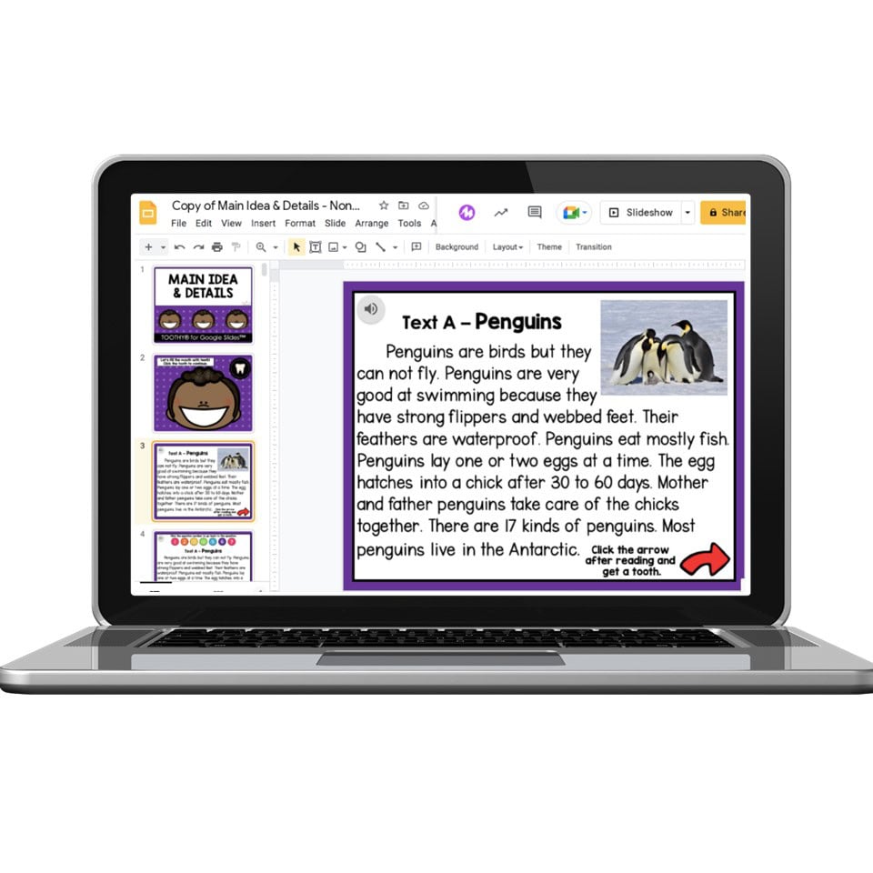 Digital Toothy - Reading Comprehension - 1st Grade - Main Idea and ...