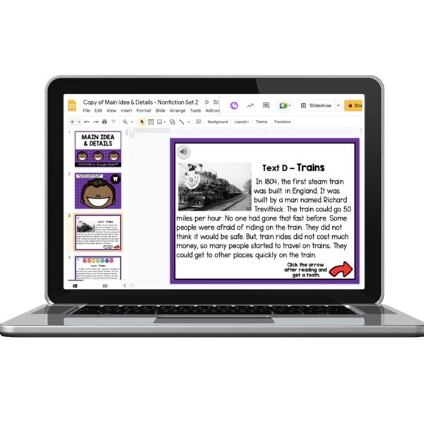 Digital Toothy - Reading Comprehension - 1st Grade - Main Idea and ...