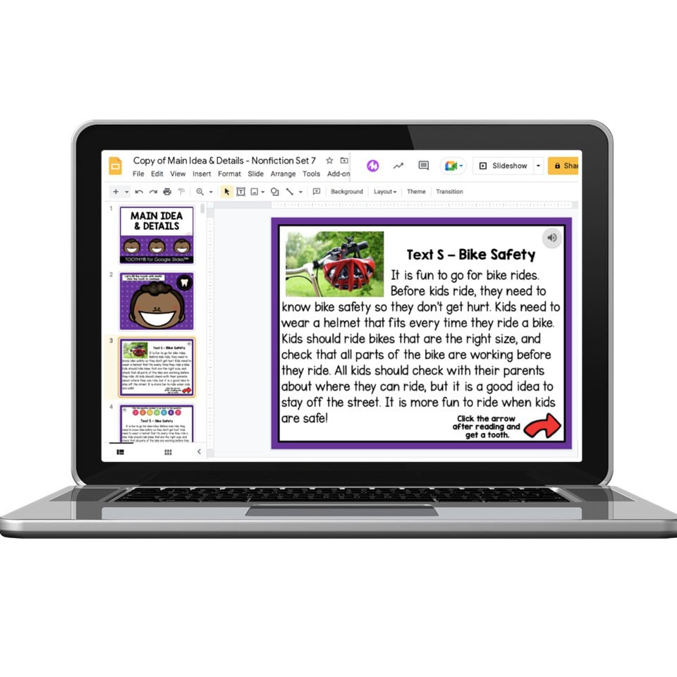 Digital Toothy - Reading Comprehension - 1st Grade - Main Idea and ...
