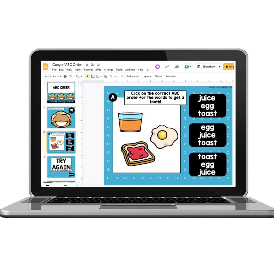 Digital Toothy - Reading Comprehension - 2nd & 3rd Grade - ABC Order ...