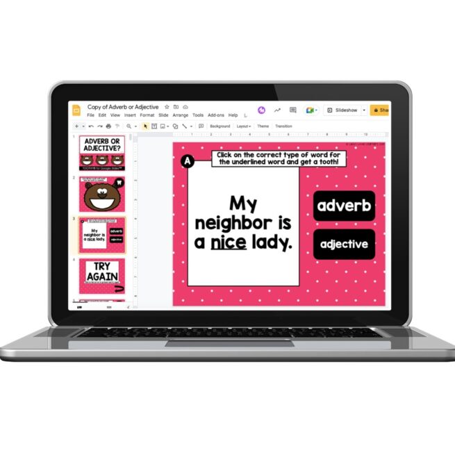 Digital Toothy - Reading Comprehension - 2nd & 3rd Grade - Adjective or ...